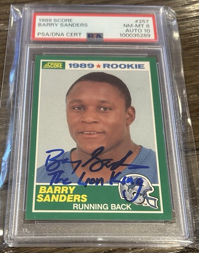 Barry Sanders 1989 Score Rookie Card RC PSA 8 10 Auto Signed The Lion ...