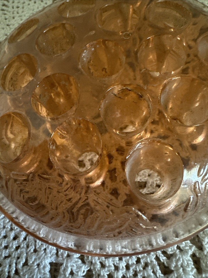 Vintage Pink Depression Glass Flower Frog Insert - 16 Holes | eBay