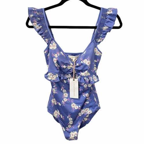 Love Shack Fancy Verena One Piece Swim Suit Size XS Grape Gum Floral ...