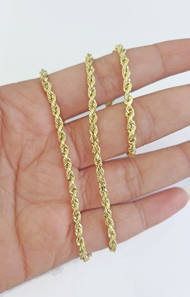 Real 14k Yellow Gold Chain 3mm 18 Inch Ladies Necklace On Sale Free ...