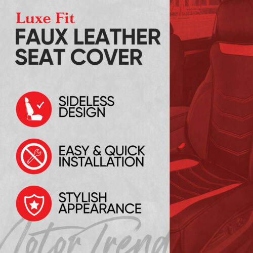 Motor Trend Red Car Seat Cover for Front Seat Auto Truck Van SUV Faux ...