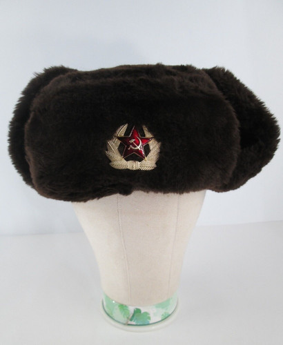 Vintage Russian Ushanka Hat 1980s-1990s Brown Faux Fu… - Gem