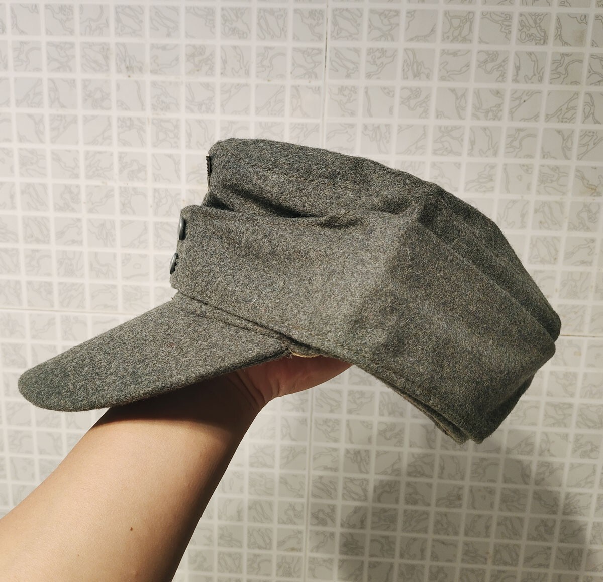 WW2 German M43 Field Wool Cap Hat With German Eagle Cap Badge Pin Size ...