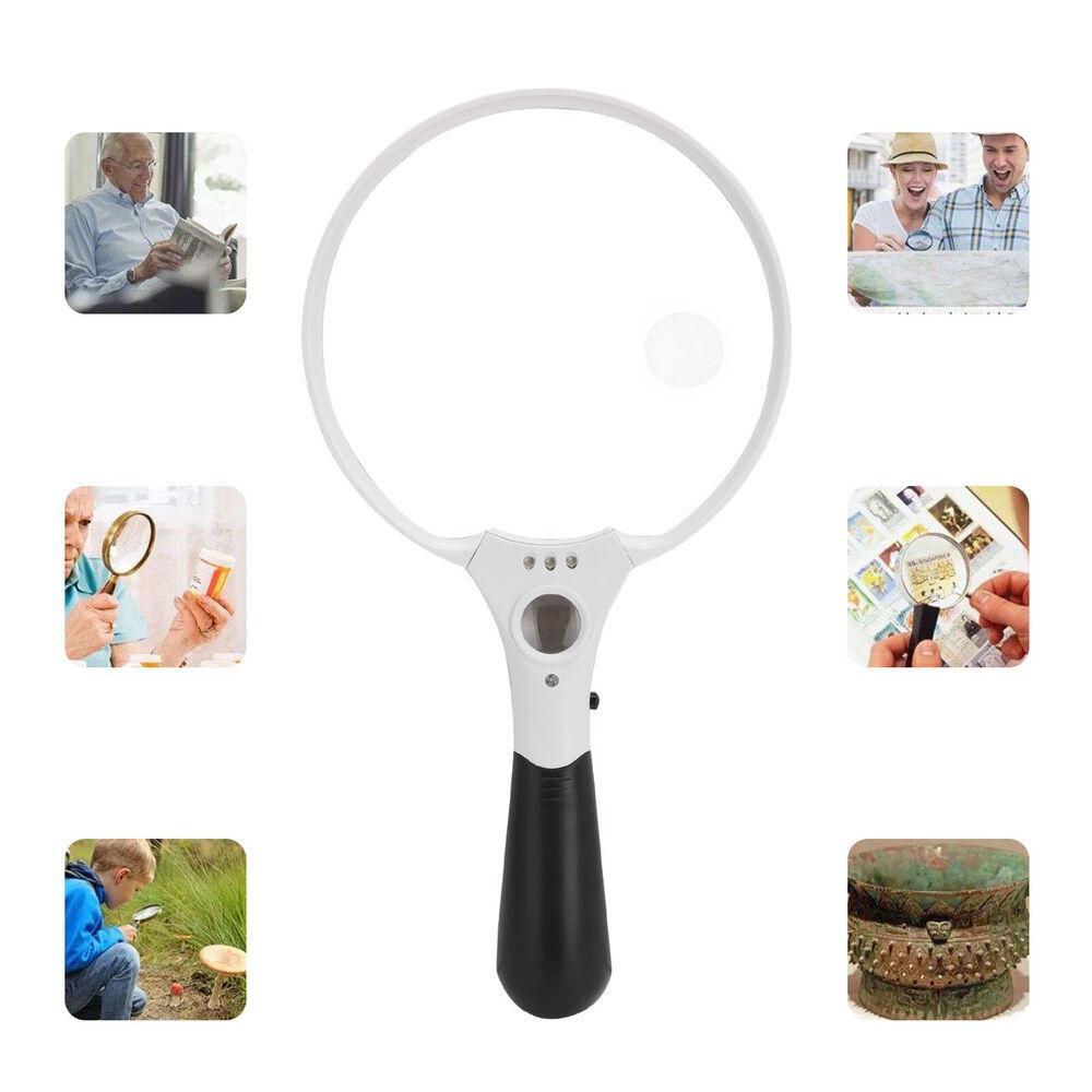 Lightweight Zoom Strong Magnifier 3 Bright LED Large Loupe Magnifying ...