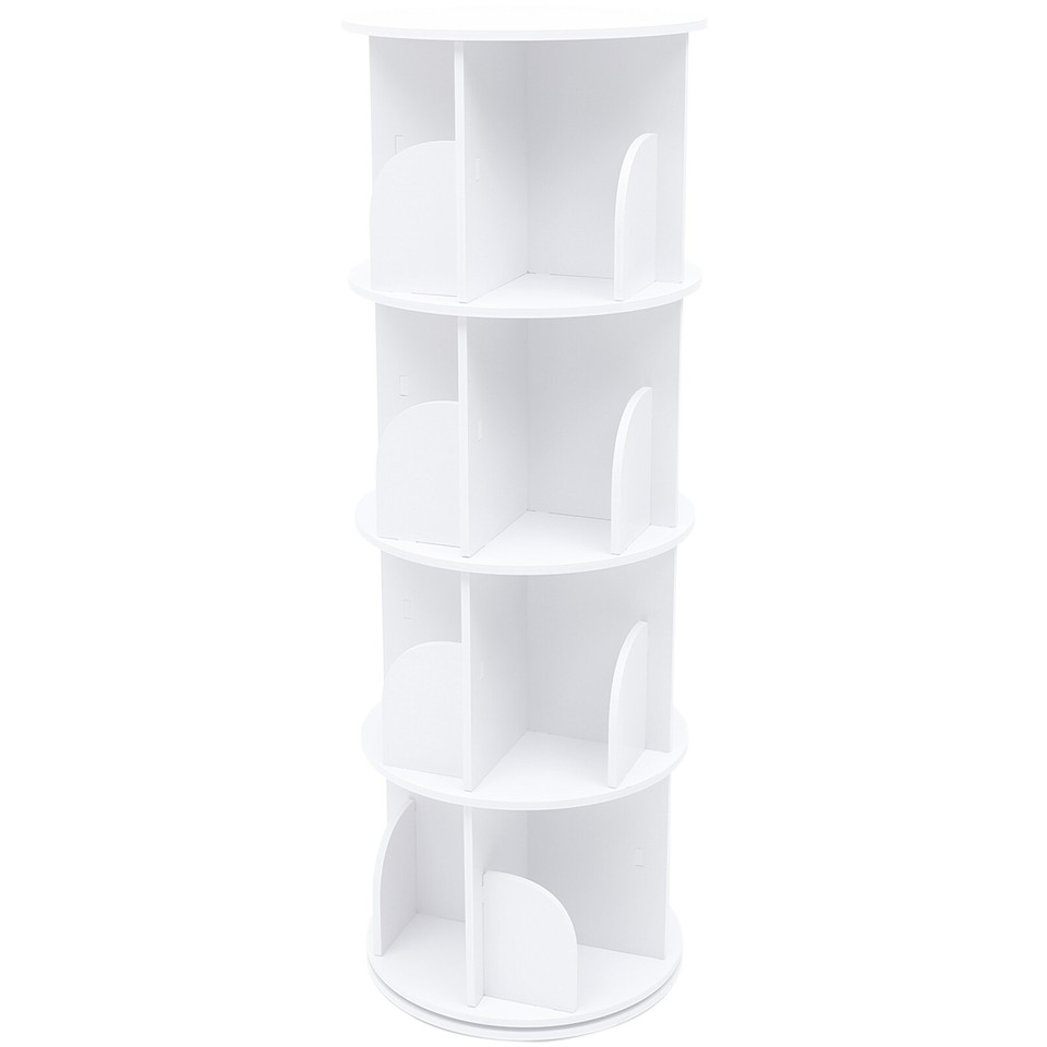 4 Tiers Rotating Bookshelf 360 Bookcase Freestanding Storage Shelf ...