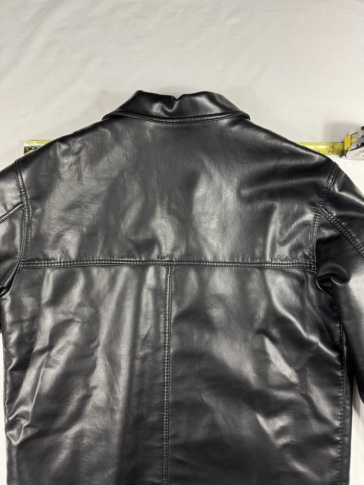 Armani A Collezioni Italian Men's Black Faux Leather Jacket Size Large ...