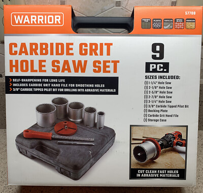NEW NIB Warrior CARBIDE GRIT HOLE SAW SET 9 Piece 57708 | eBay