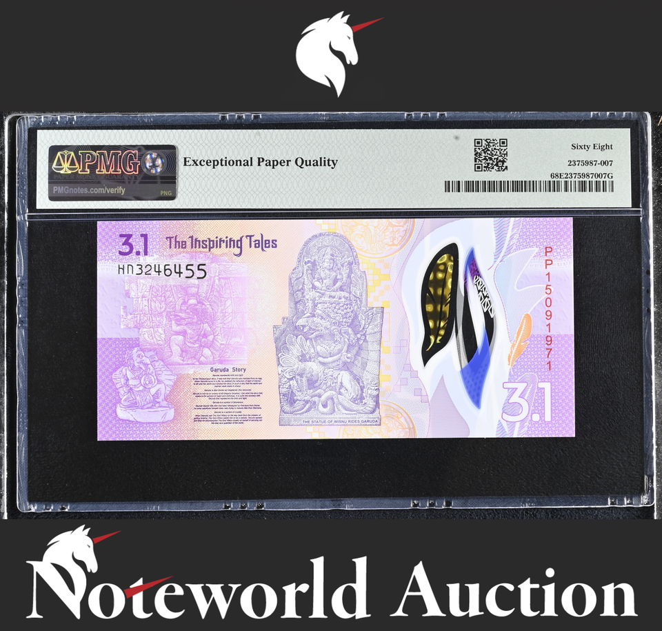 Perum Peruri (IDN) Test Note No Units Polymer UNC PMG 68 EPQ NR No ...