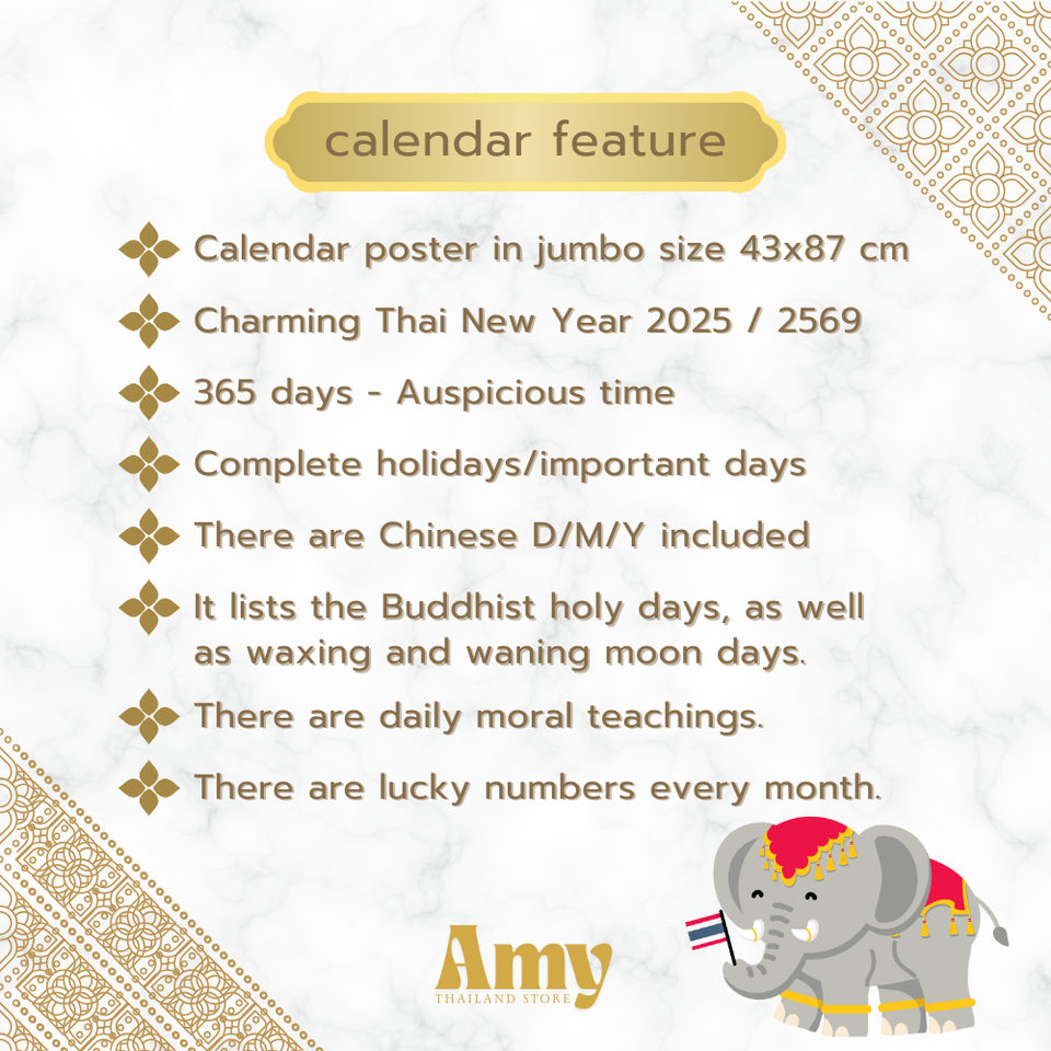 3x Thai Calendar 2026 New Year Hanging Prosperity Successful Fortune ...