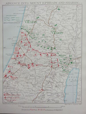 1918 WW1 MAP EGYPTIAN EXPEDITIONARY FORCE ADVANCE MOUNT EPHRAIM ...