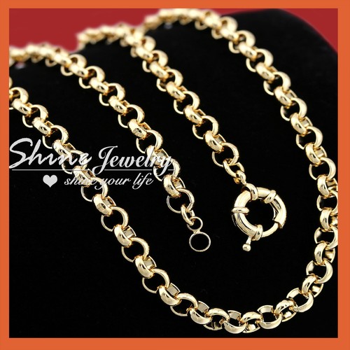 9K YELLOW GOLD FILLED BELCHER CHAIN RING LINK MENS WOMEN SOLID GIFT ...