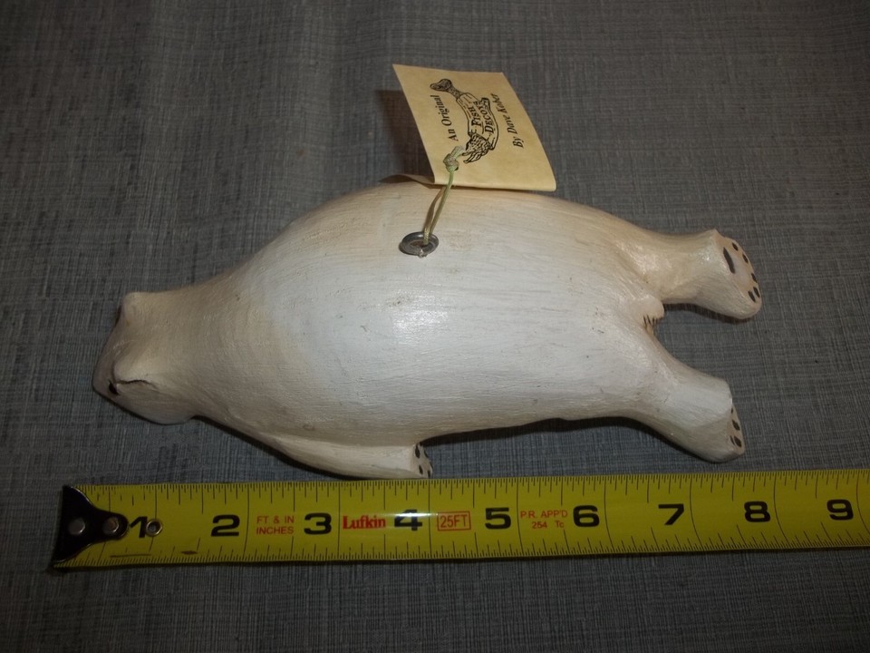RARE Dave Kober Hand Carved POLAR BEAR Fish Decoy with Original Tag | eBay