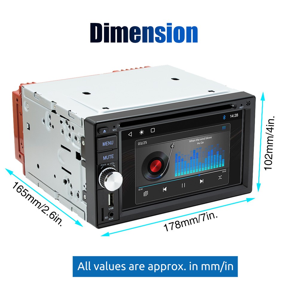 Double DIN CD/DVD Player Car Stereo CarPlay/ Android Auto Radio Touch ...