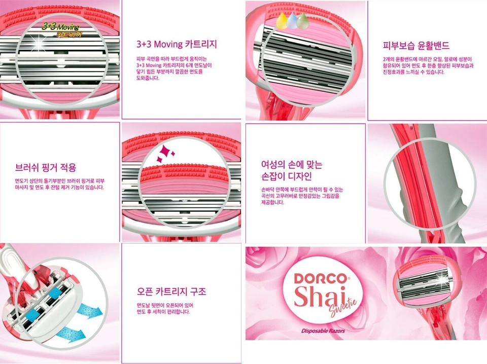 DORCO Shai Sweetie Women's 6 Blade Razor 6-ply Razor Blade Female Hair ...