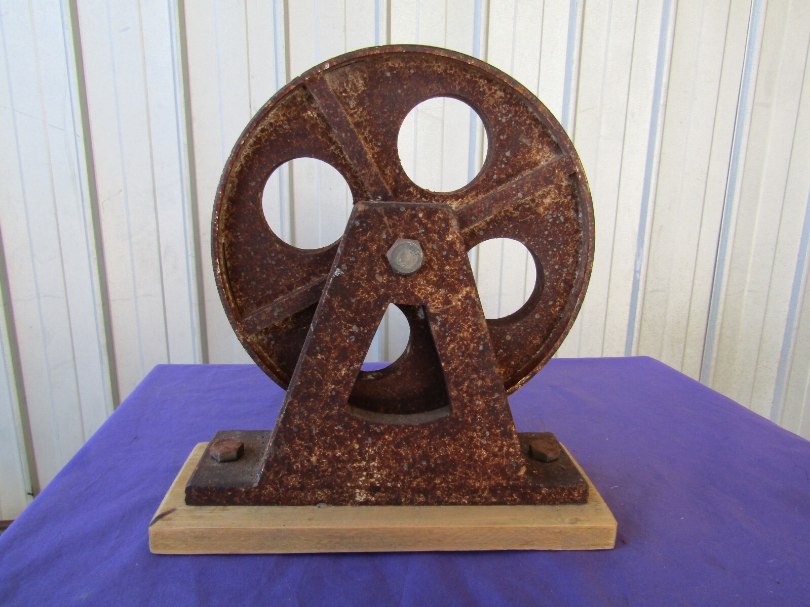 Industrial Wheel, Hand Made Loft Wheel, Rustic Wheel Sculpture Vintage ...