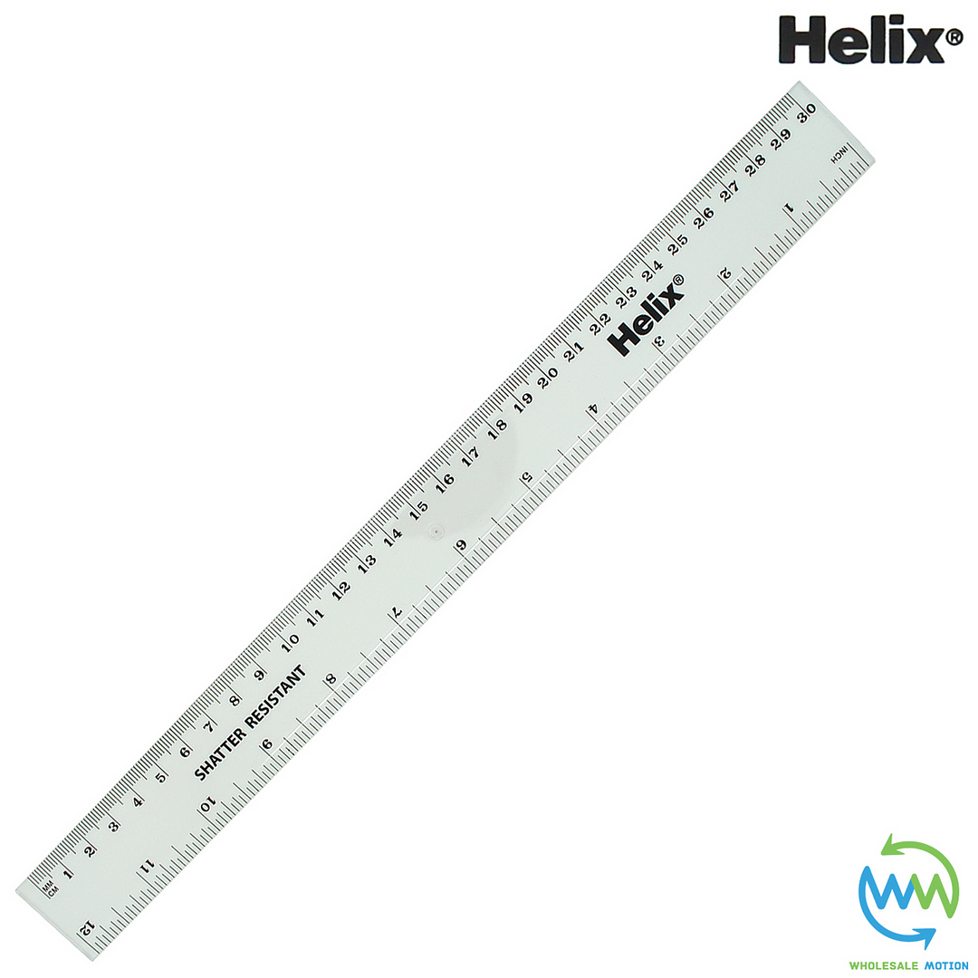 HELIX 30cm Ruler CLEAR 12" SHATTER RESISTANT School Exam 12 Inch Rulers ...
