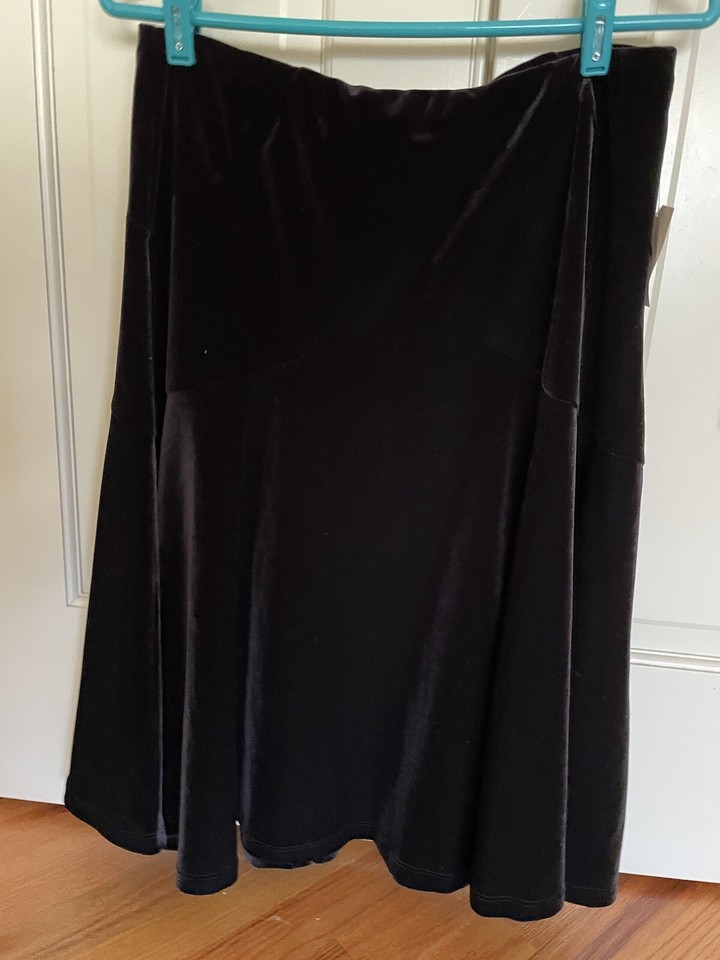 Coldwater Creek Womens Black Stretch Velvet Flared Skirt Sz PM Tags on ...