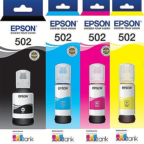 SET Genuine Epson T502 T03 Ink Bottle Set for ET-3700 ET-2700 - 7,500 ...