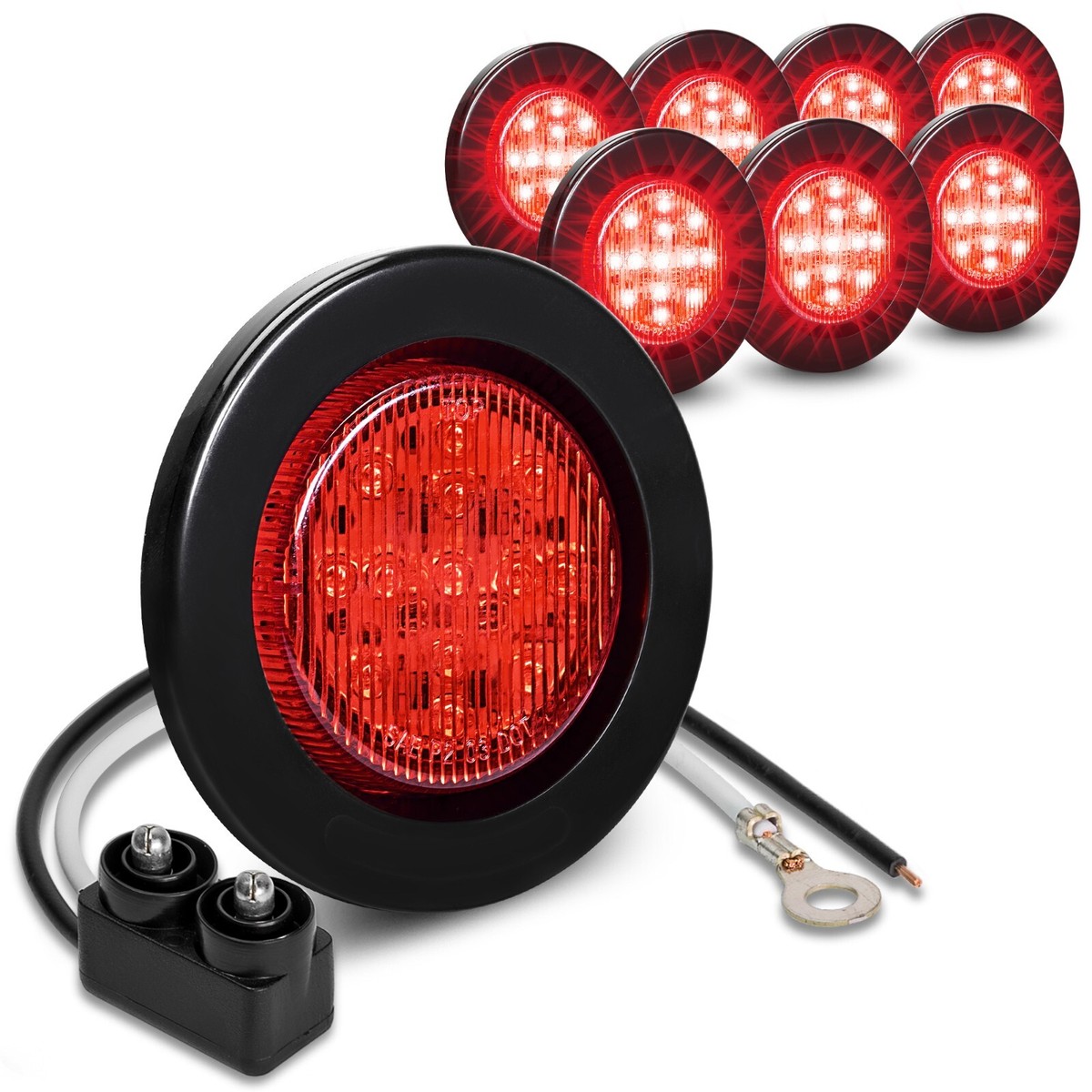 Round Led Trailer Marker Lights 2.5″ Round Red 13 LED Trailer