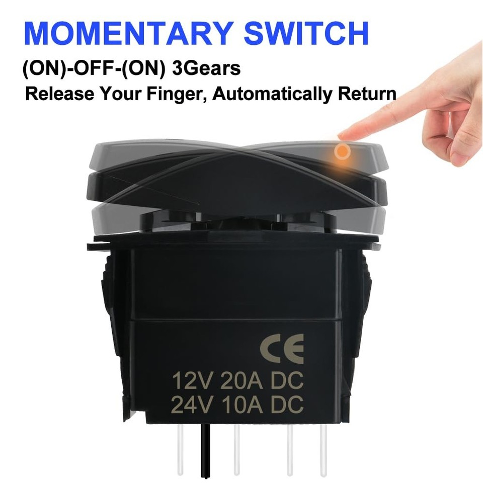 Arrows Momentary Rocker Switch Toggle (On)-Off-(On) 12V/20A 24V/10A ...