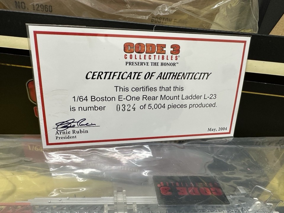 CODE 3 BOSTON FIRE DEPT LADDER 23 SCALE 1/64 ***NEW IN CASE*** | eBay