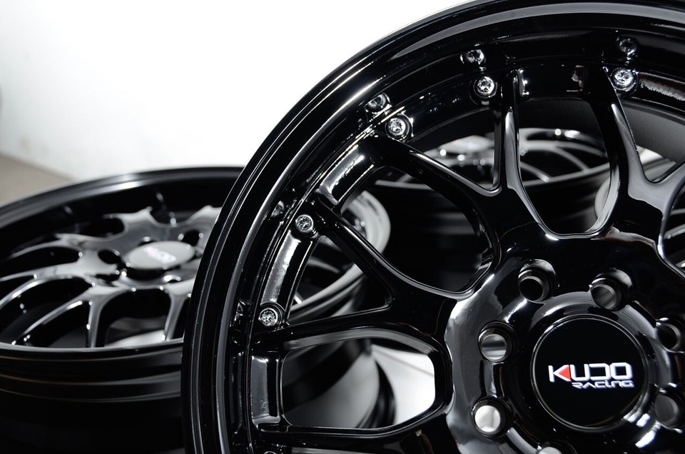 Kudo Racing Z16 16x7 4x100 4x114.3 +38mm Black Wheels Rims Civic Cooper ...