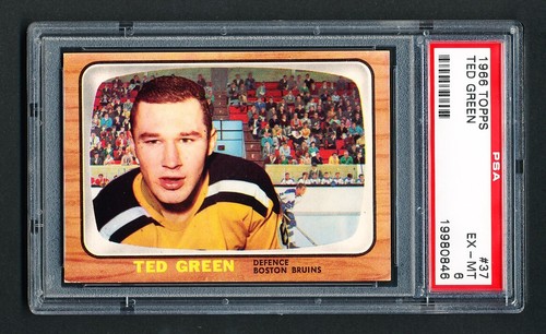 1966 TOPPS HOCKEY 37 TED GREEN PSA 6 EX-MINT BRUINS | eBay