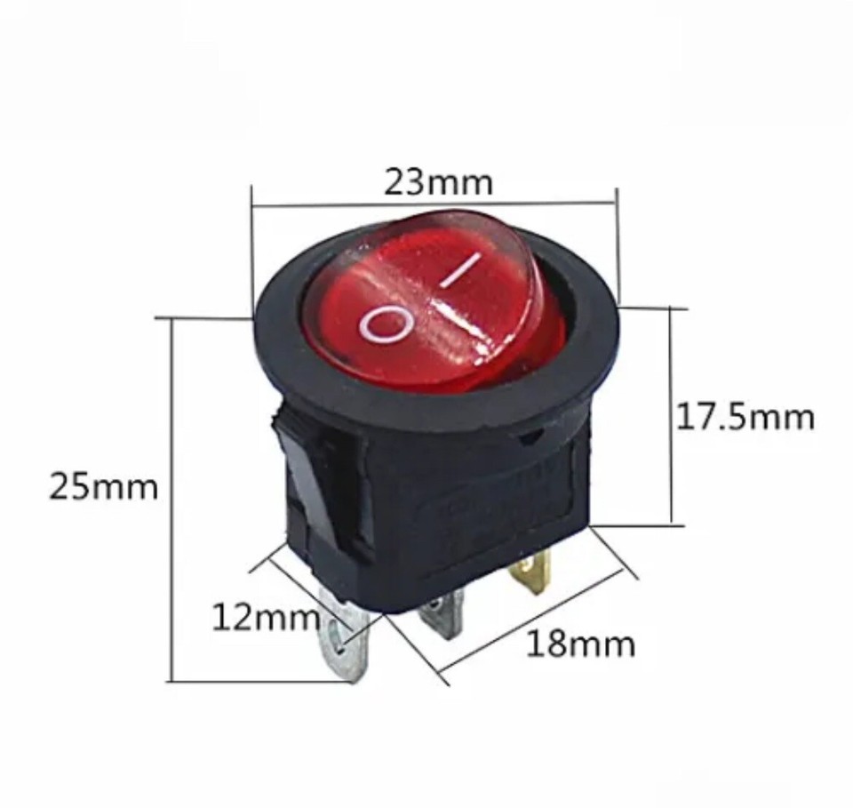 x2 Illuminated Red Round Rocker On/Off Switch SPST 3 Pin New | eBay