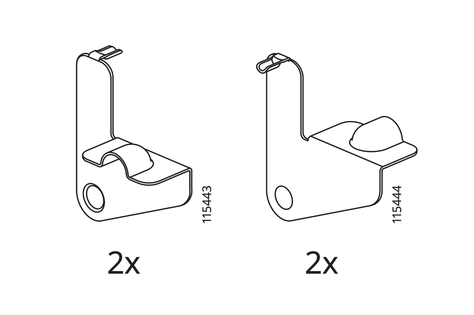 IKEA 4 Metal Besta Shelf Supports115443 115444 for Use Over Drawers W ...