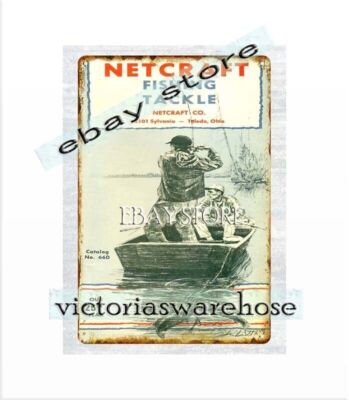 1966 NETCRAFT Fishing Tackle Baits Reels metal tin sign metal artwork ...