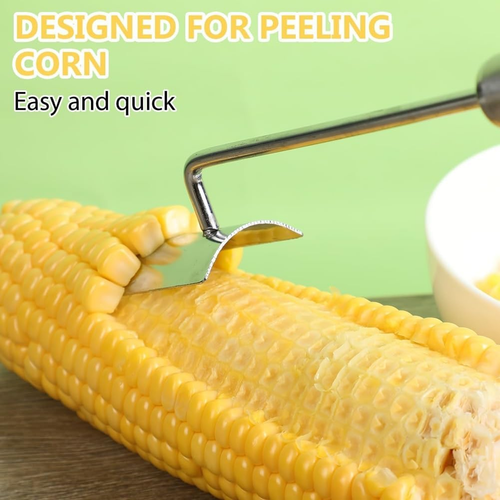 2x Corn Peeler Stainless Steel Corn Cob Stripping Tool w/Hook Long ...