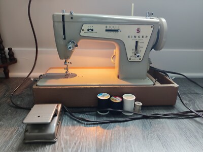 Vtg Singer Fashion Mate 237 Sewing Machine W/ Carrying Case + Extra ...
