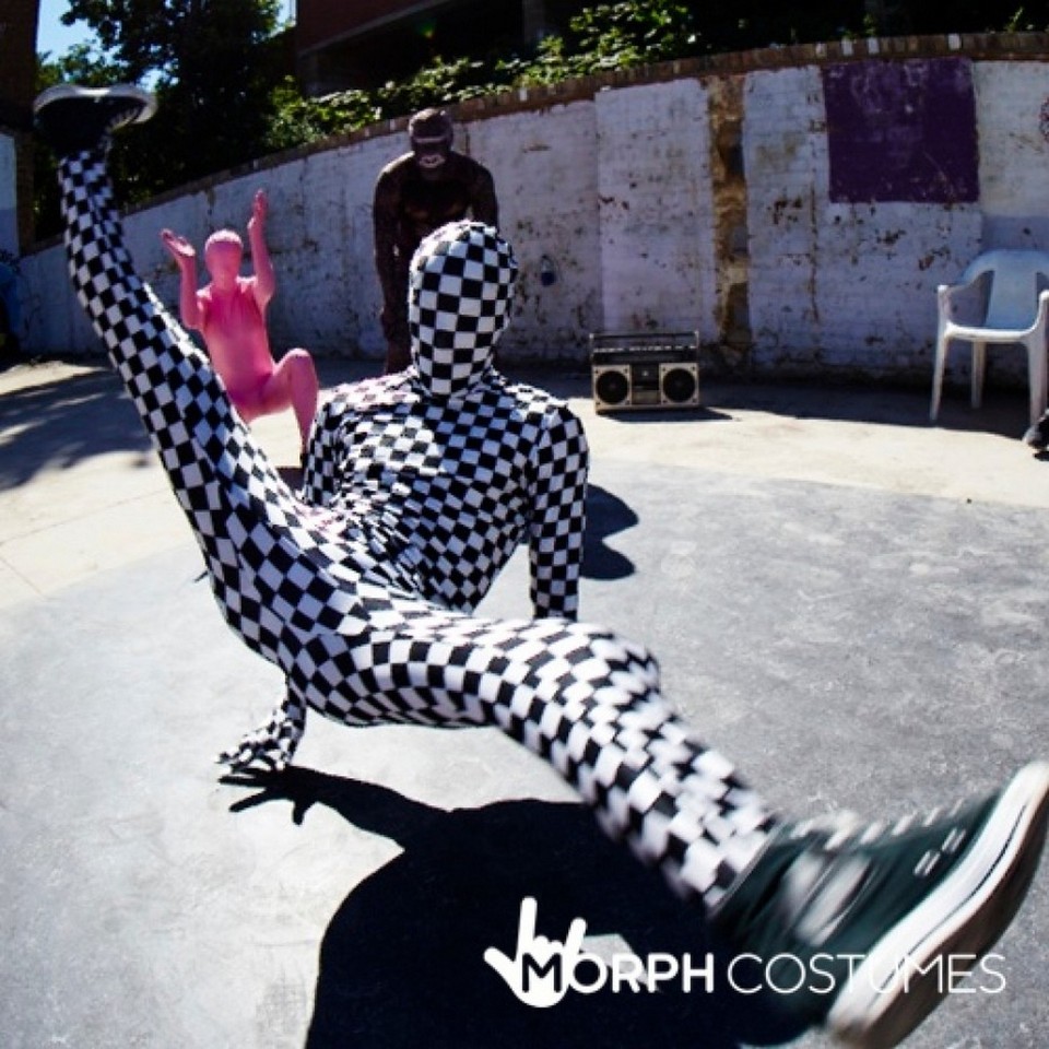 Adult Black & White Check Morphsuit Checkered Costume Festival ...