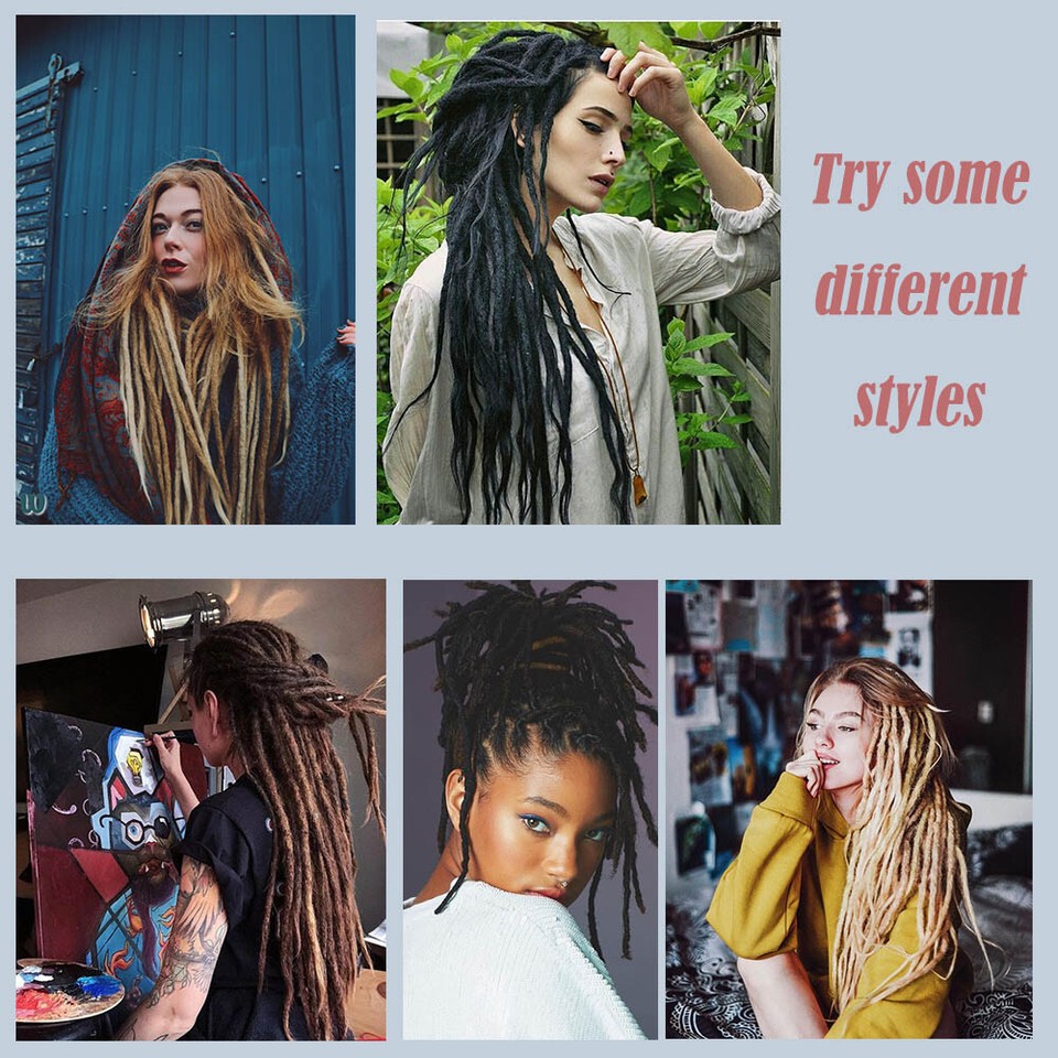 US Dreadlocks Hair Extensions Single Ended Dreads SE Dreads Braids Real ...