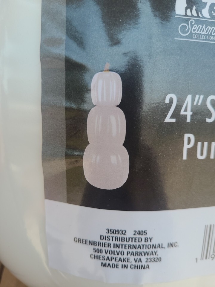 3-Piece 24” Stackable Pumpkins Plastic Stacking Halloween Decor White ...