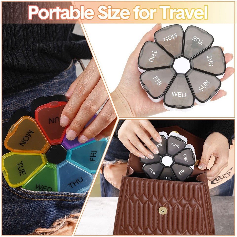 10 Pk Large Weekly Pill Organizer 7 Day Travel Pill Box Organizer Case ...