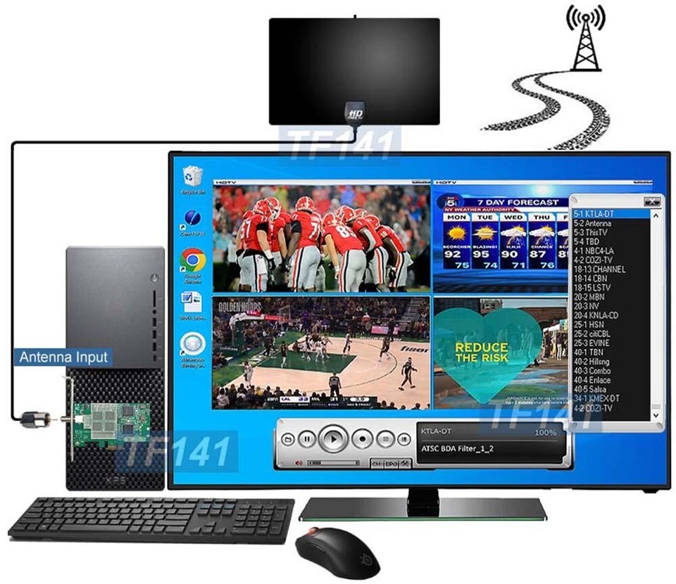 Multi-Viewing Quad ATSC QAM TV Tuner DVR Card For Desktop PC Win11 ...