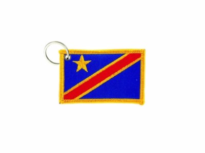 Keychain keyring embroidered embroidery patch double sided flag congo ...