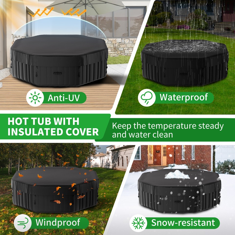 NAIZEA 6 Person Octagon Inflatable Hot Tub 130Air Jet Large Hot Tub 77 ...