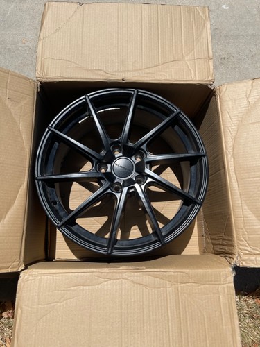 SET (4) 18X8 18X9 +42 5X120 LIQUID METAL SHADOW BLACK WHEELS/RIMS 18 ...