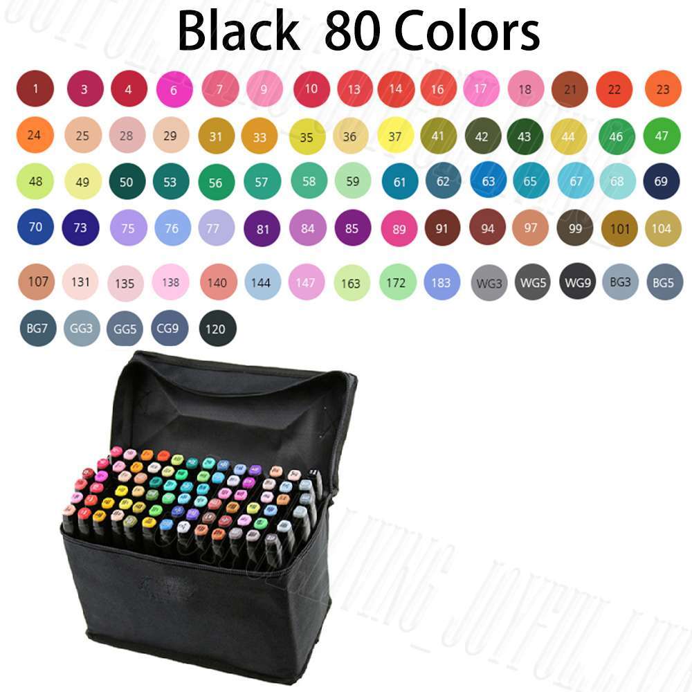 30/80pcs Colour Marker Copic Pen Set Dual Headed Graphic Artist Sketch ...