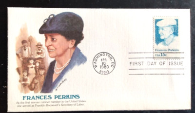 FRANCES PERKINS FDR CABINET MEMBER FIRST WOMAN 1980 FLEETWOOD CACHET ...