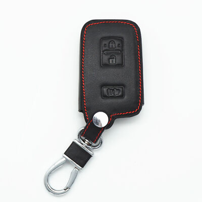 Black Leather 3 Button Smart Key Chain Cover For Toyota Tacoma Land ...