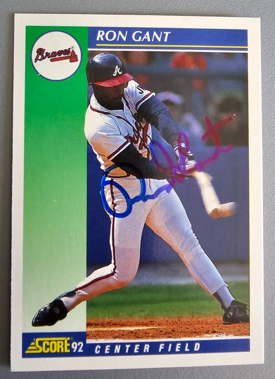 1992 Score #25 Ron Gant Autographed Atlanta Braves Baseball Card ...