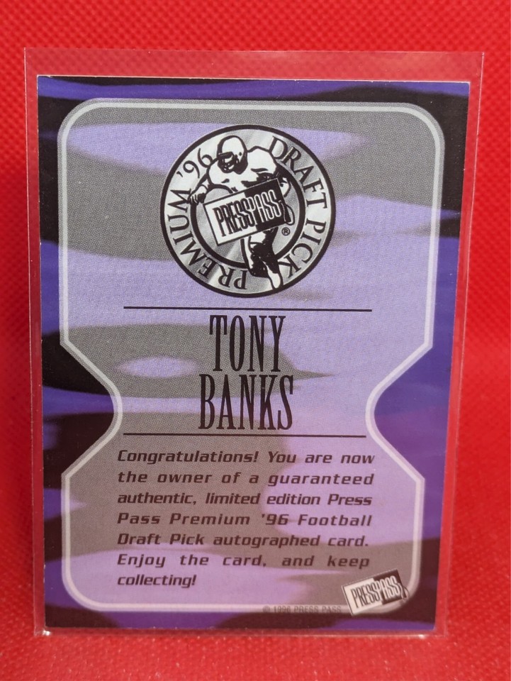 Tony Banks 1996 Press Pass Rookie Autograph AUTO RC ***FADED AUTO*** | eBay