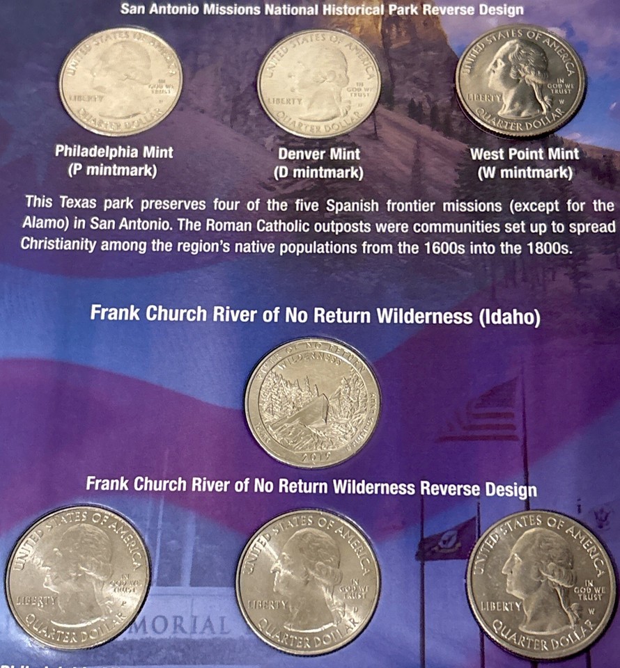 2019 National Park Quarters P, D & W Mint Set Includes All 5 West Point ...