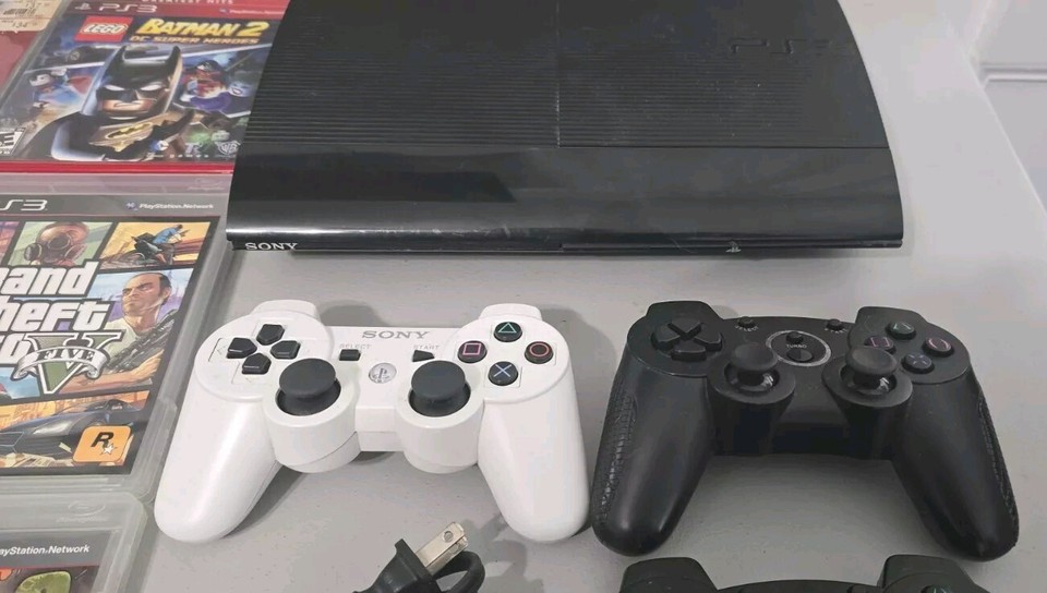 Sony PS3 Super Slim 500 GB (CECH-4001C) W/ 6 Games, 3 Controllers ...