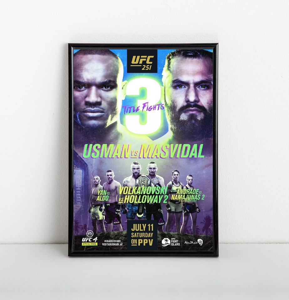 UFC 251 Poster | Framed | Usman vs Masvidal | Holloway vs Volkanovski 2 ...