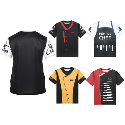 Men's T-Shirts Restaurant Chef T-shirt Kitchen Tee Top Round Neck Shirt ...