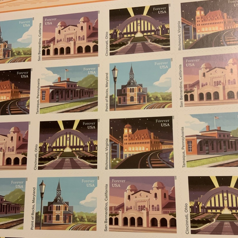 USPS Historic Railroad Stations Forever Stamp Sheet Mint NH 2022 ...